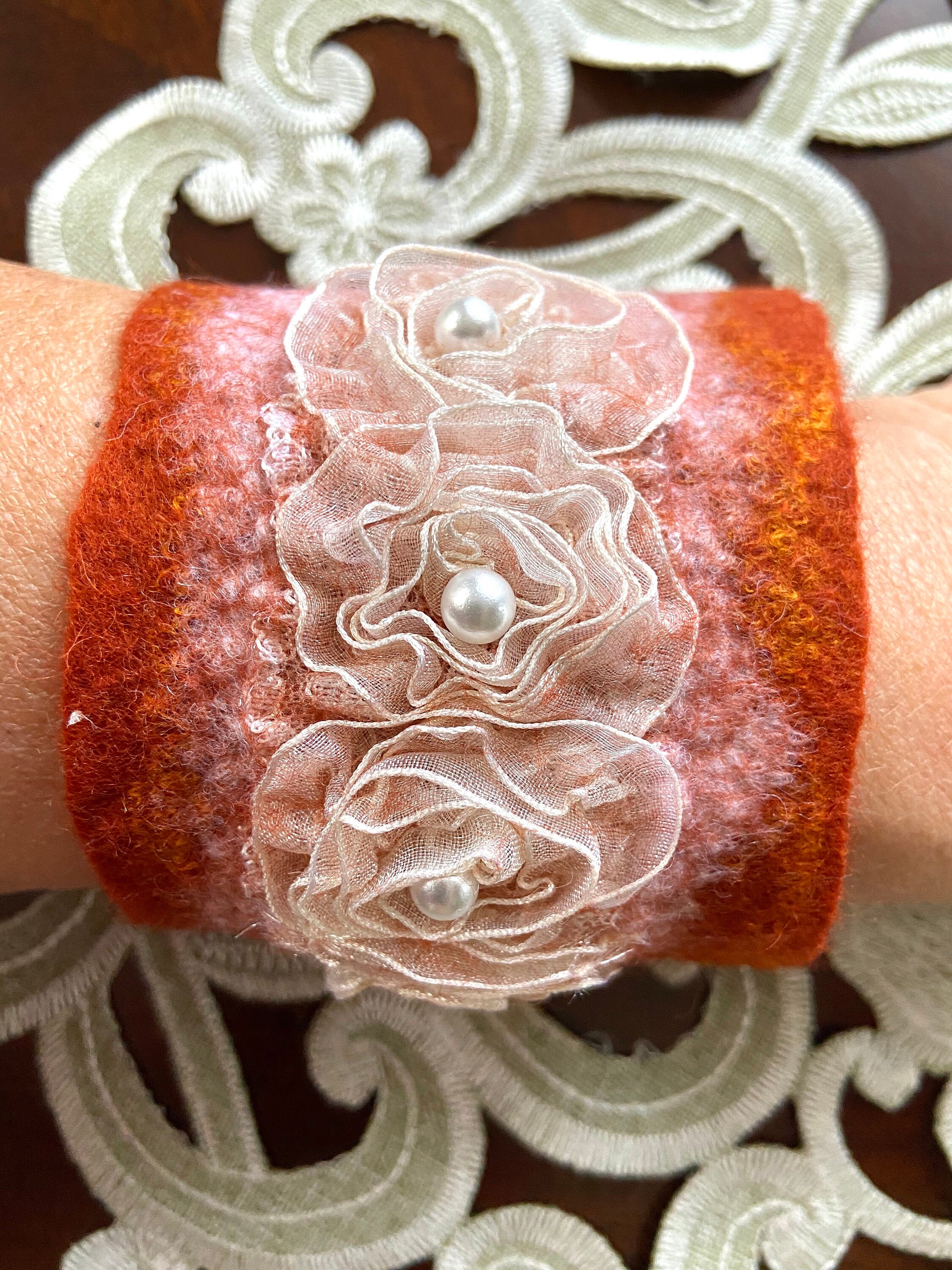 Felted Bracelet, Felted Wrist Cuff, Art Jewelery, Art Felt, Boho Style ...
