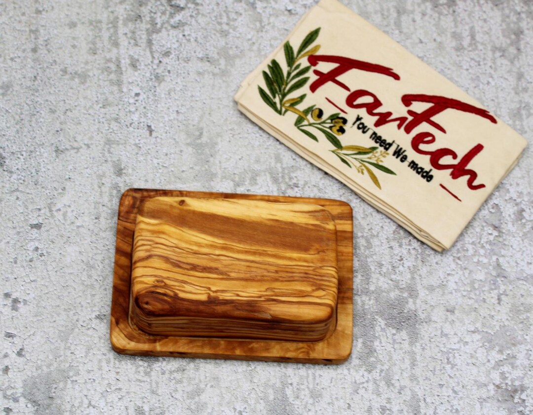 Rustic Butter Dish in a Set of 2 Sustainably Handmade From Olive Wood ...
