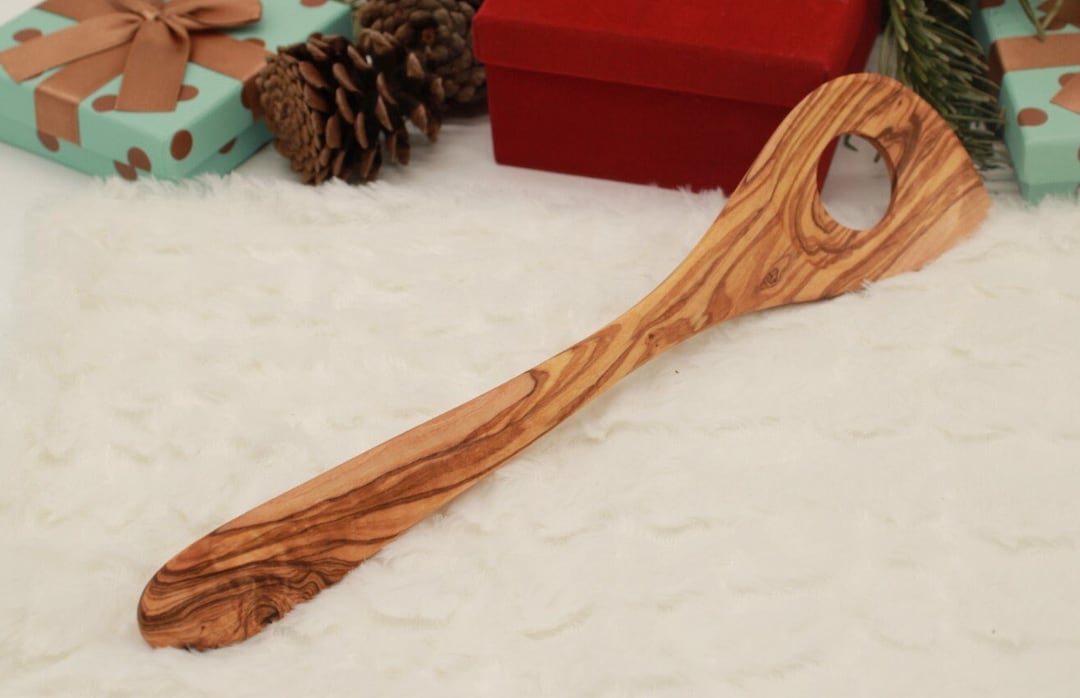 Wooden Spoon, Pointed, With Hole, Made of Olive Wood, Perforated ...