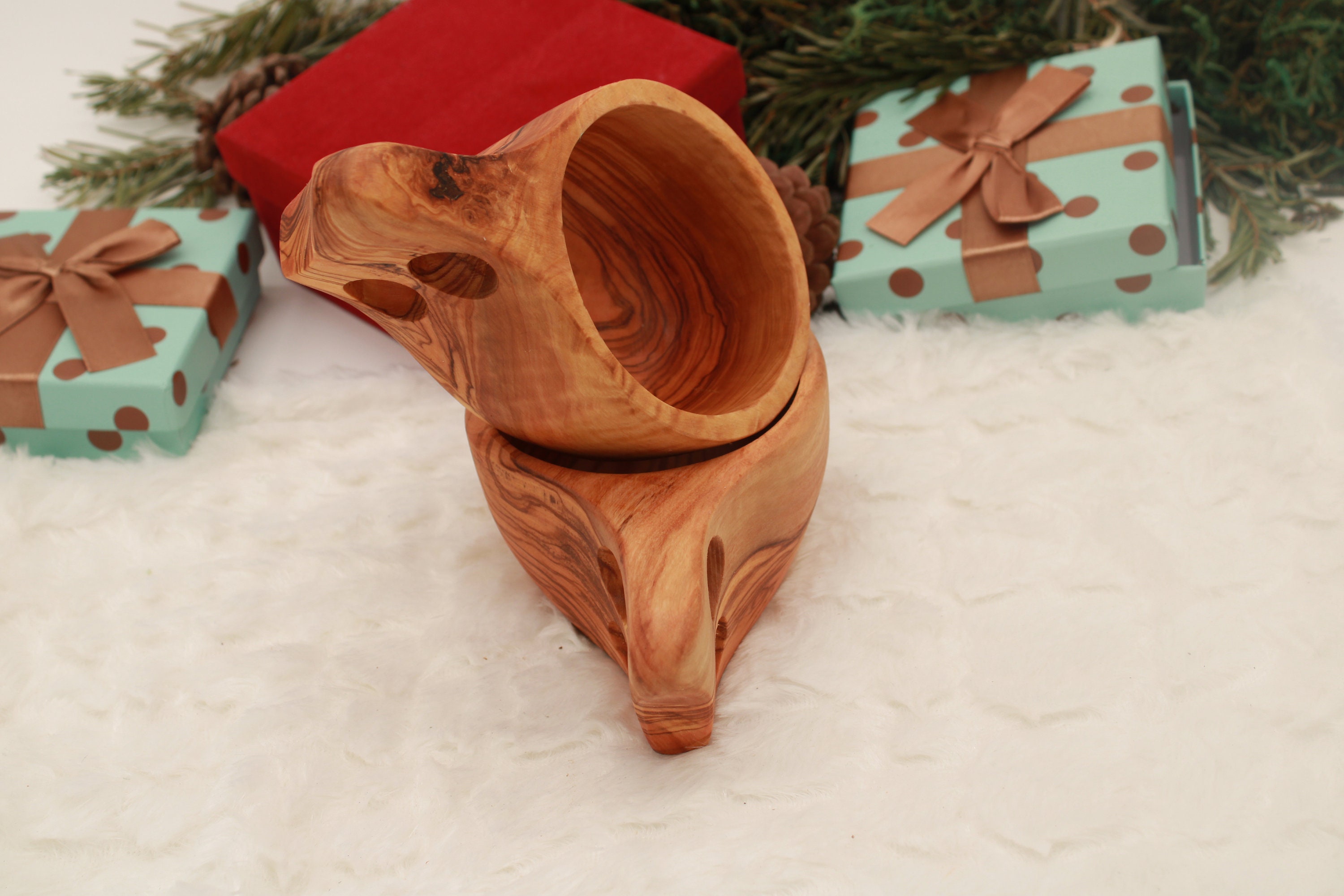 Set of 2 KUKSA Drinking Vessels Made of Olive Wood/handmade - Etsy