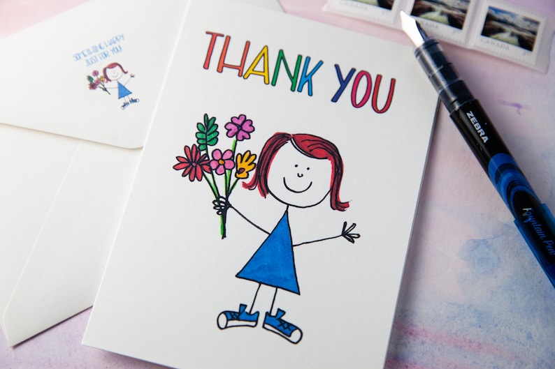 Cute Thank You Card With Matching Envelope / Blank Thank You - Etsy