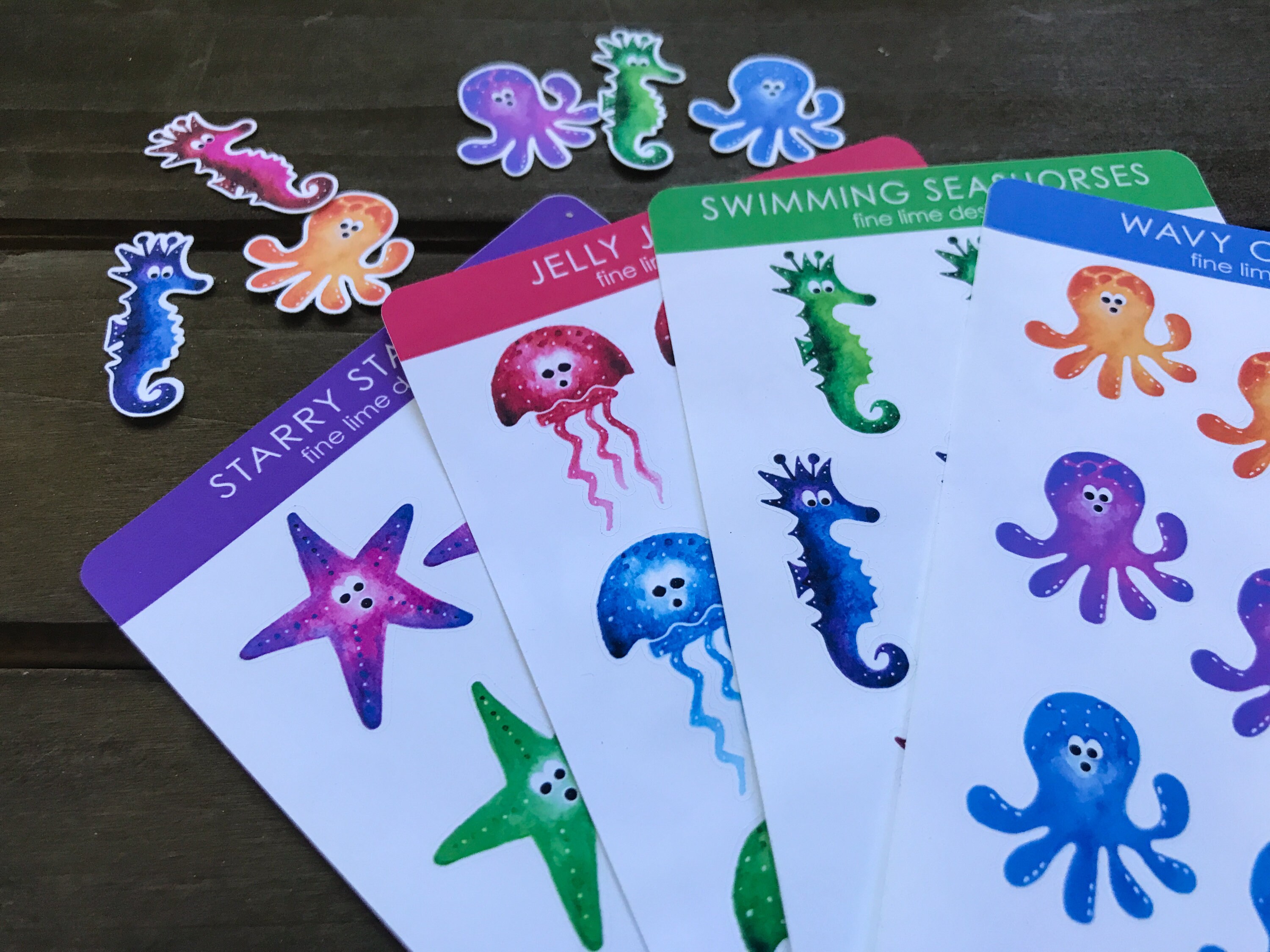 Set of 4 Under the Sea Sticker Sheets | Planner Stickers | Sea Life ...