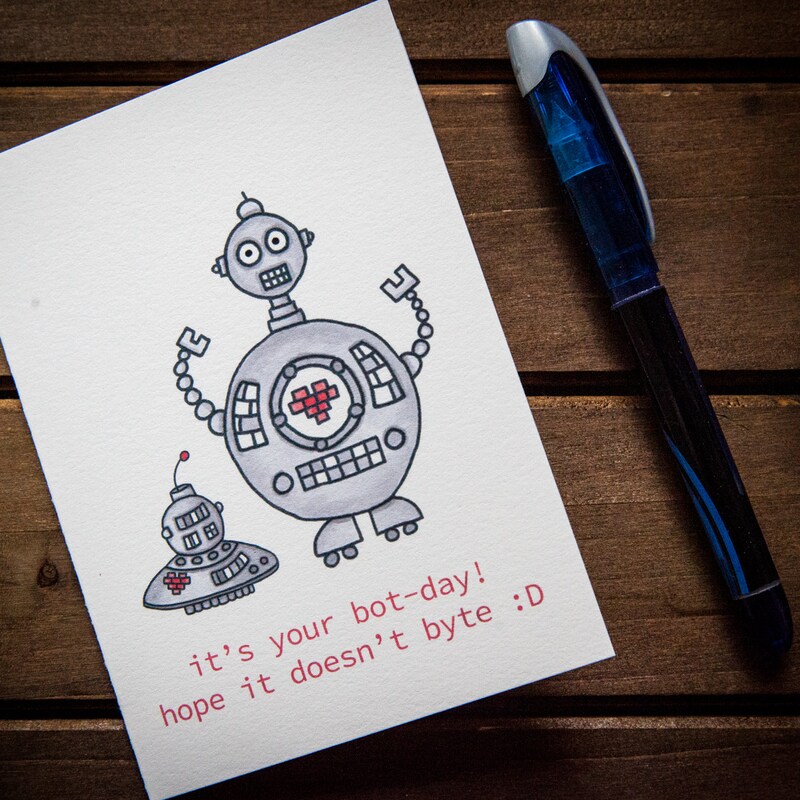 Robot Birthday Card - Etsy