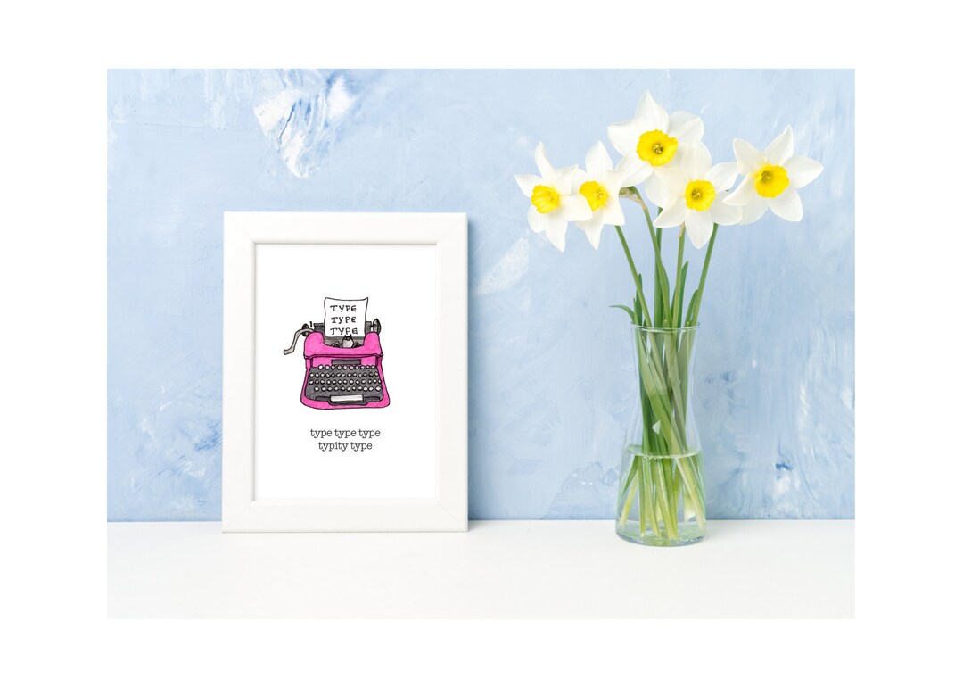 Type Type Typity Type Typewriter Print | Vintage Pink Typewriter ...