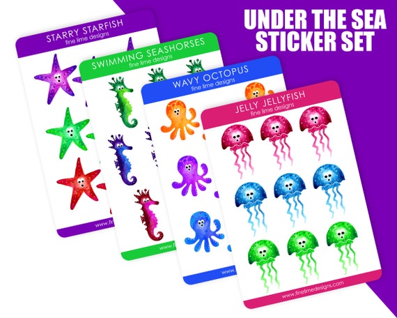 Set of 4 Under the Sea Sticker Sheets Planner Stickers Sea | Etsy