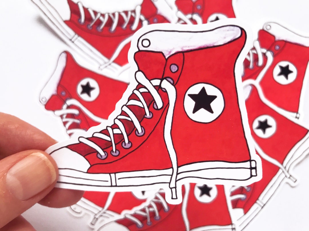 Die Cut Red High Top Sneaker Sticker - Etsy