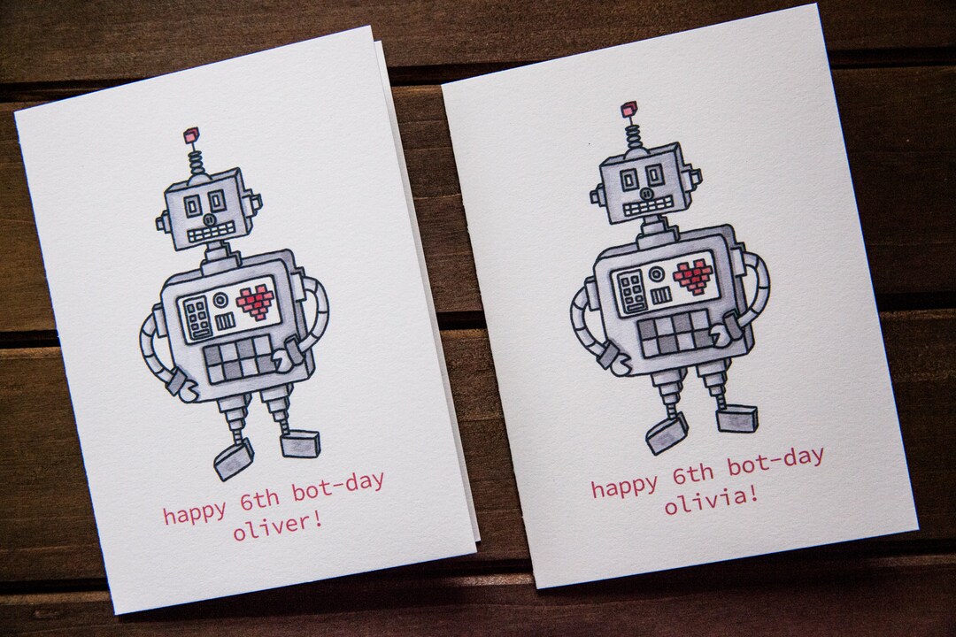 Personalized Robot Birthday Card | Kids Birthday| Matching Enevelope ...