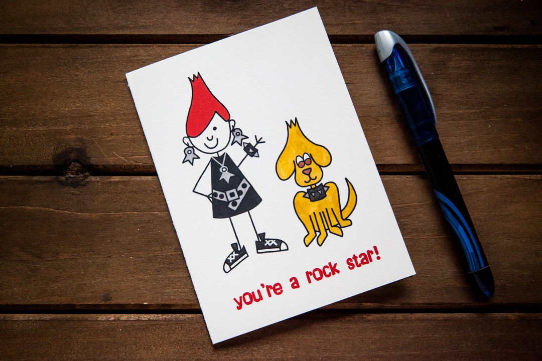 You Rock Thank You Card | Punk Inspired Card | 80s Inspired Card | You ...