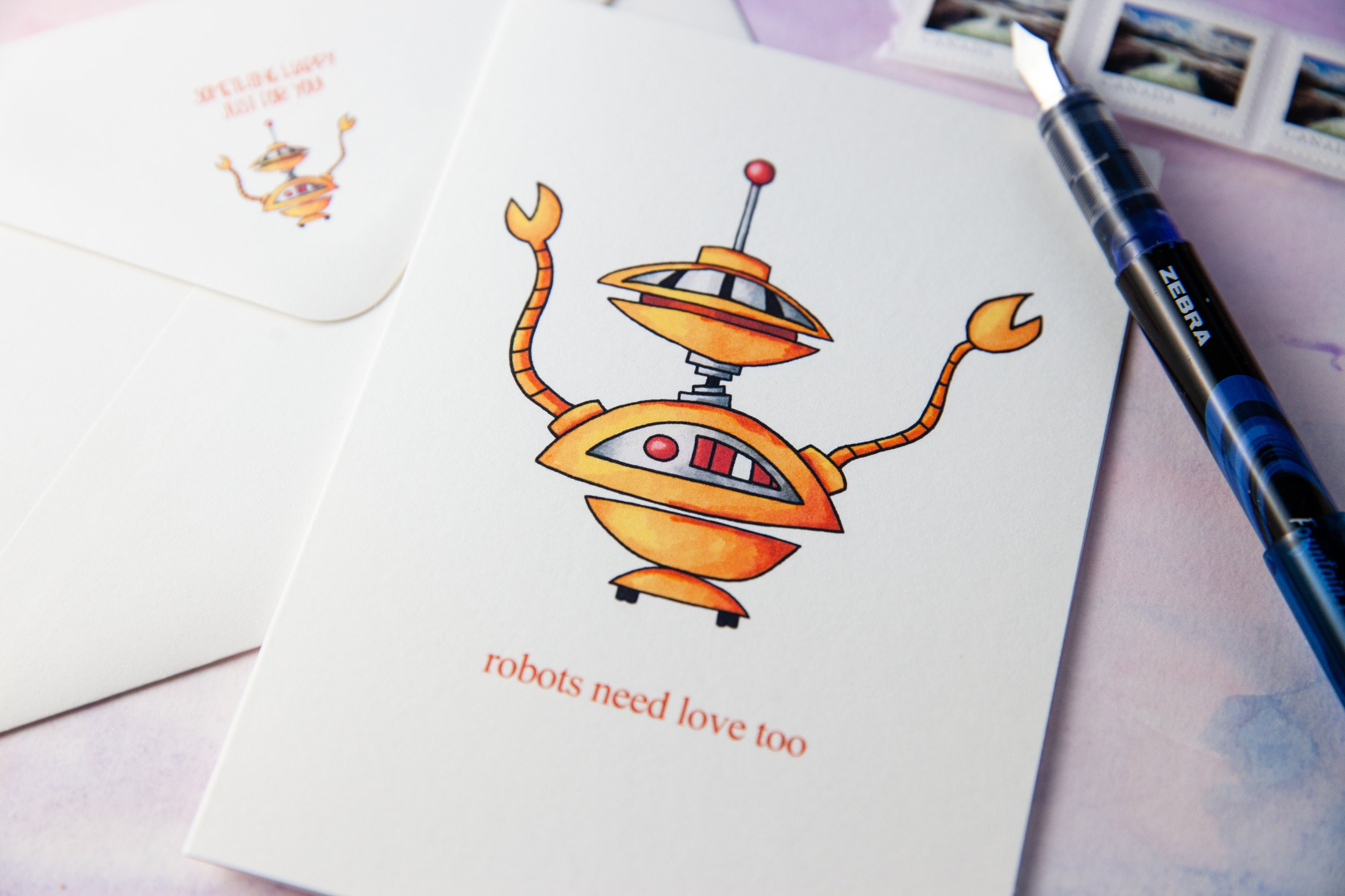 Robots Need Love Too Card Robot Card Retro Robot Vintage - Etsy