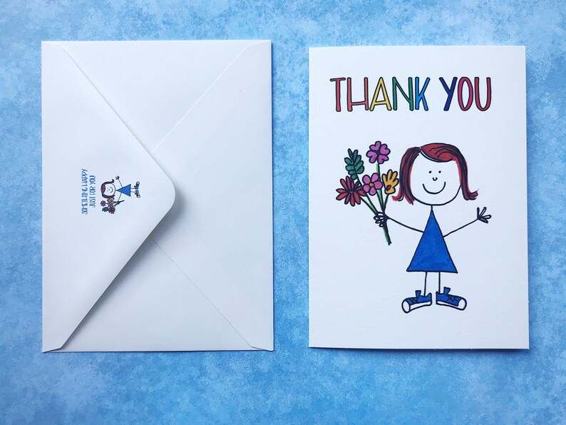 Cute Thank You Card With Matching Envelope / Blank Thank You - Etsy