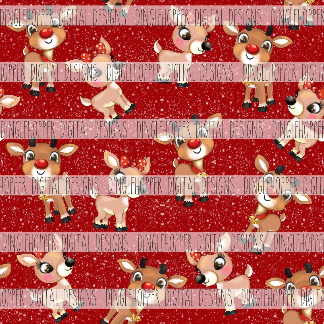 Rudolph Pattern, Rudolph Seamless, Rudolph Digital Print, Christmas ...