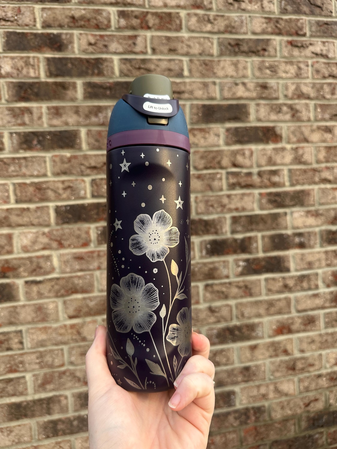 Owala 24 Oz Tumbler-neon Eclipse-floral Engraved Tumbler-engraved Owala ...