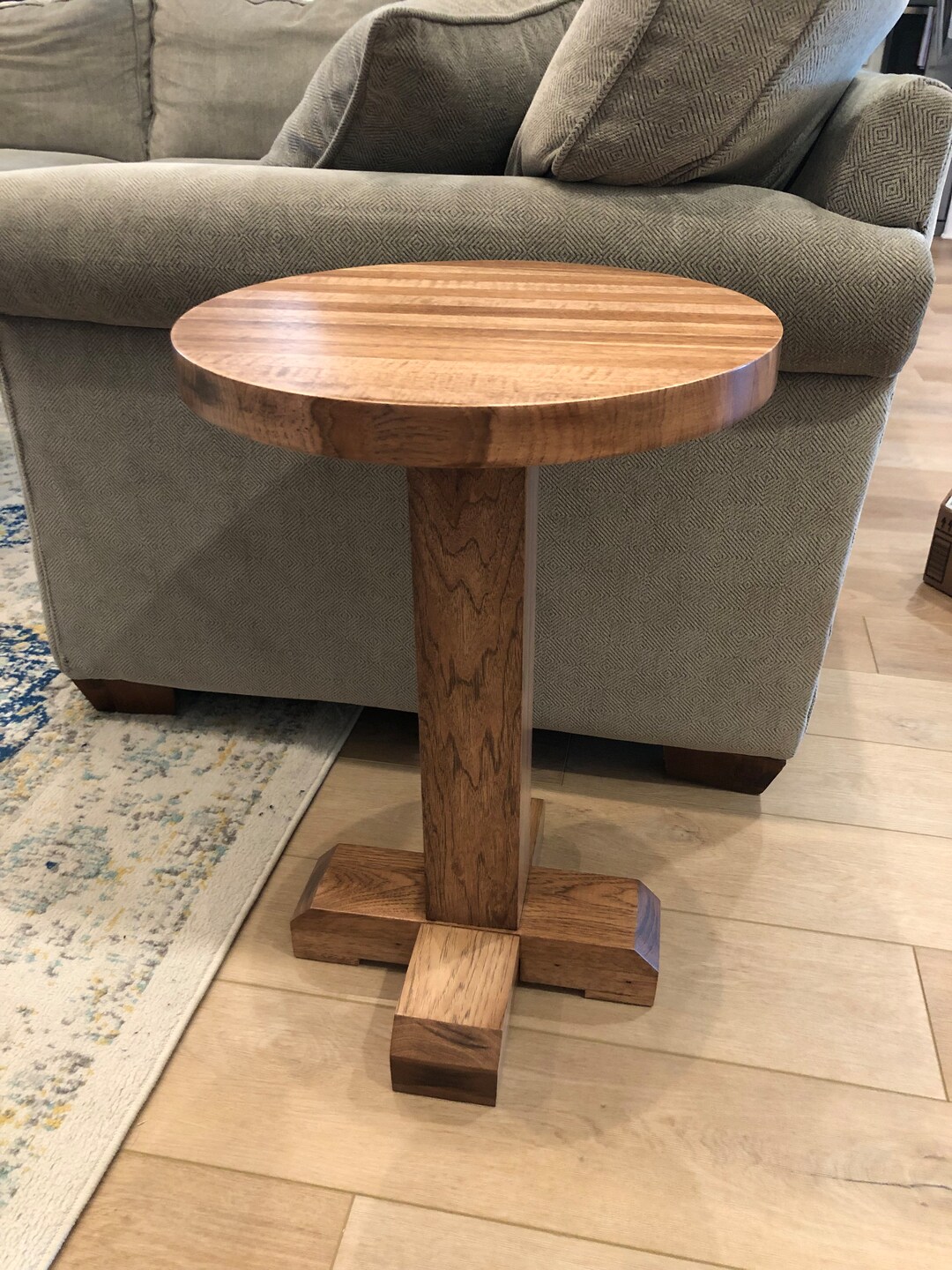 Solid Wood End Table, Solid Oak in Provincial Stain, Farmhouse Style ...