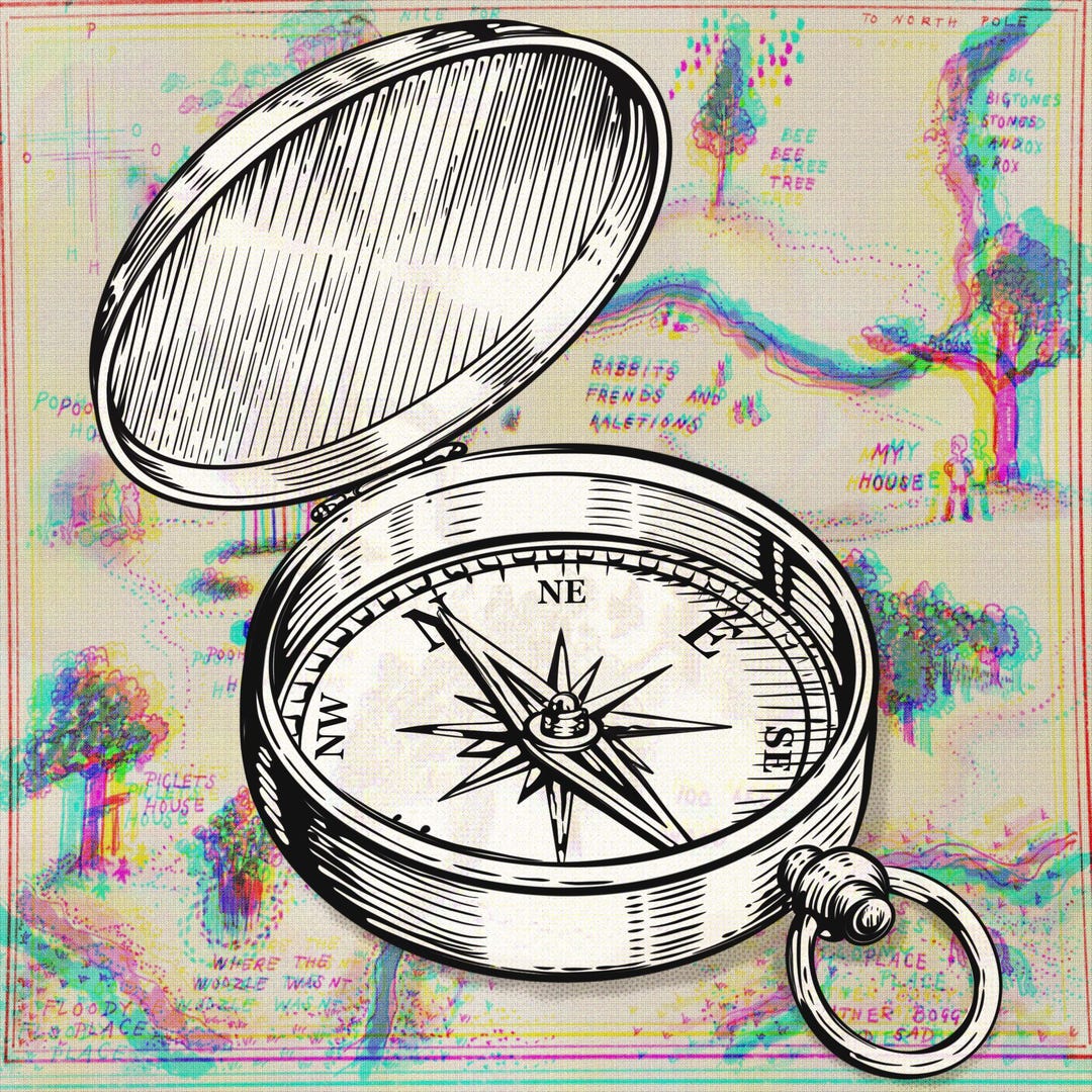 Map and Compass Digital Art - Etsy