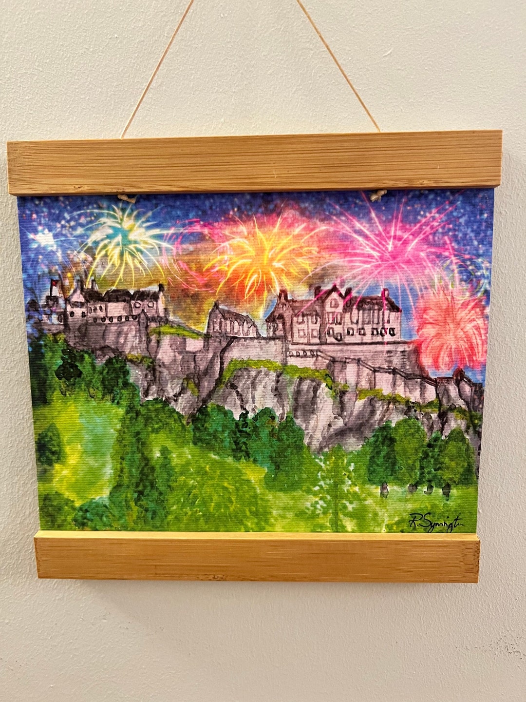 Edinburgh Castle Print | Fringe Festival Fireworks Canvas, Wood Hanger ...