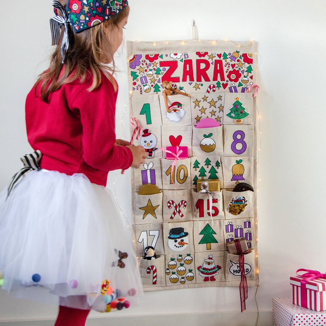 Personalised Hand Painted Advent Calendar for Kids With Embroidered ...