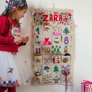Personalised Hand Painted Advent Calendar for Kids With Embroidered ...