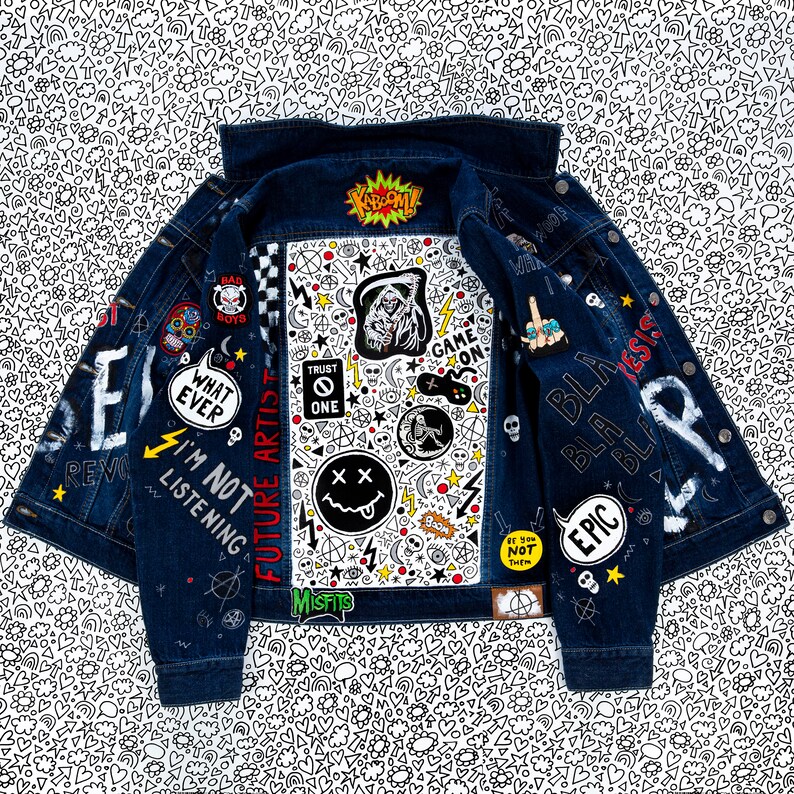 REBEL DENIM JACKET Hand Painted Personalised Alternative Punk - Etsy