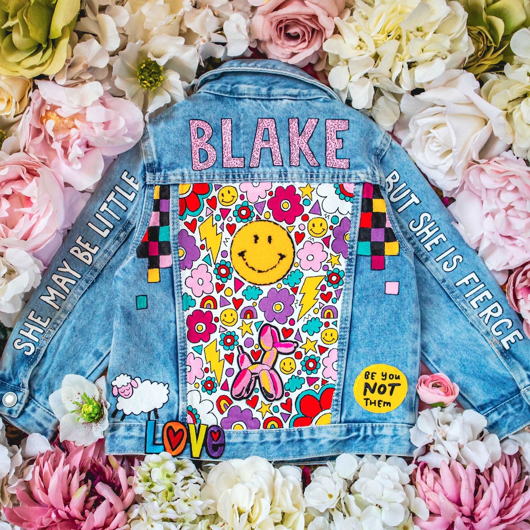 BABY GIRL DENIM Jacket, Hand Painted Personalised Jean Jacket With ...