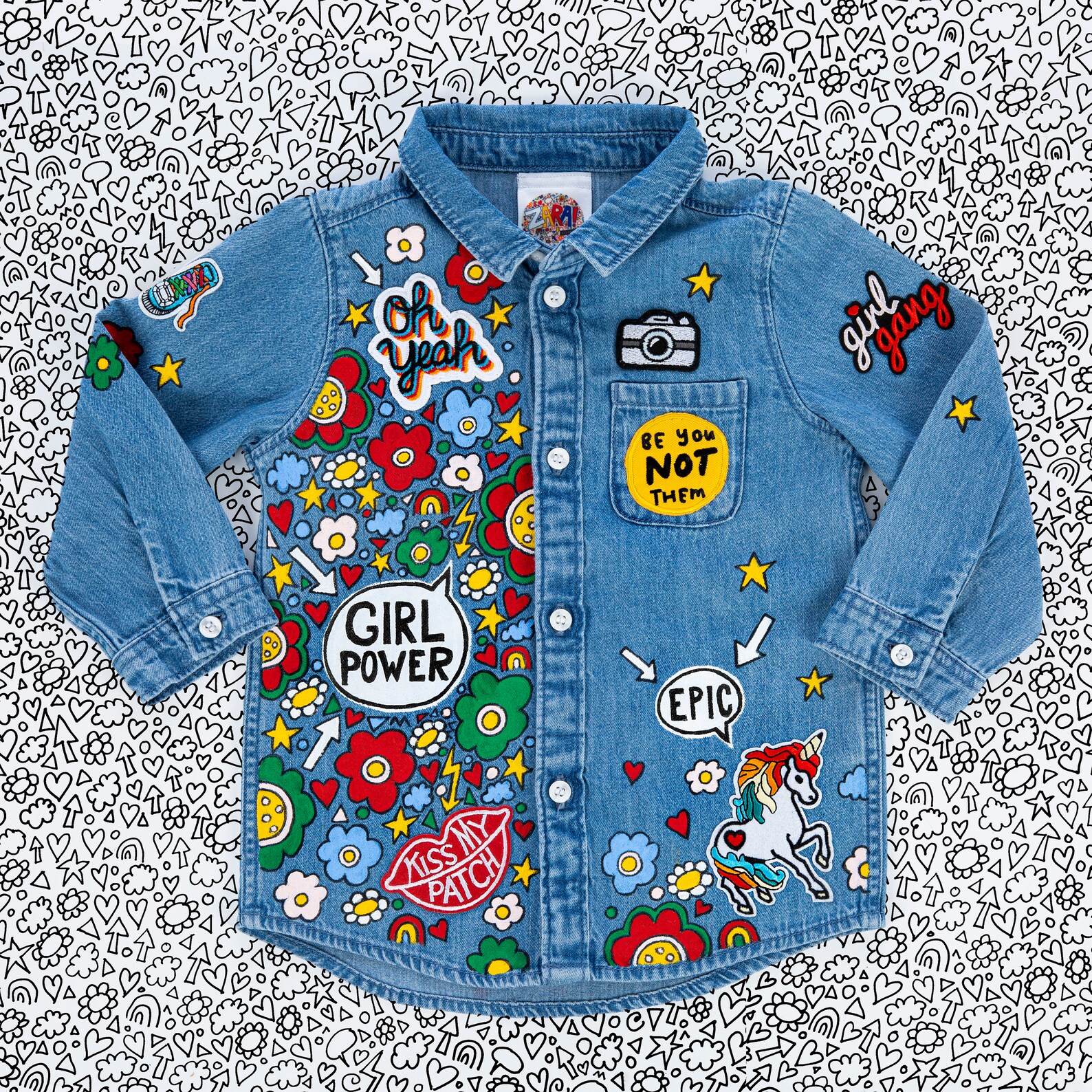 DENIM SHIRT Hand Painted Personalised Denim Shirt With - Etsy UK