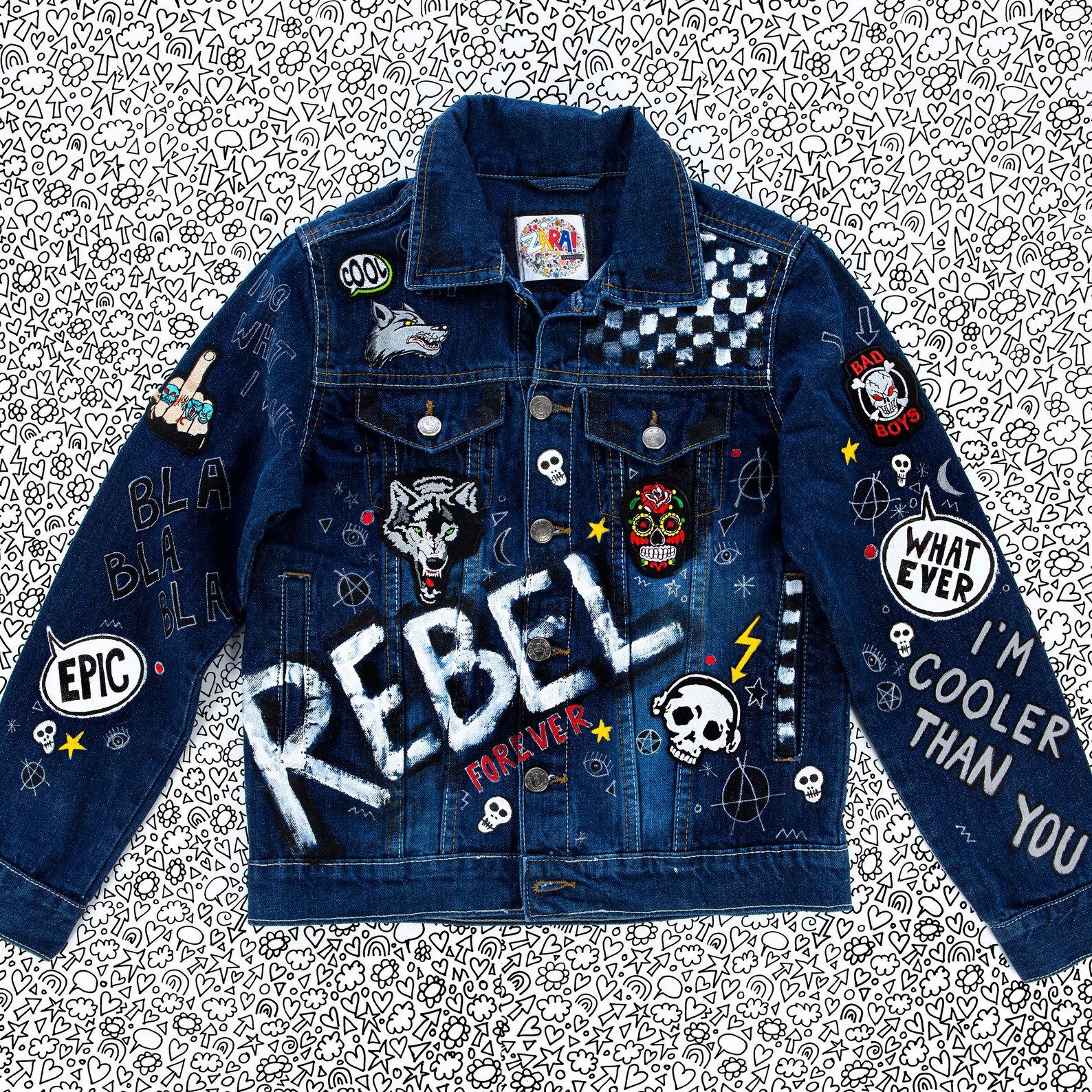 REBEL DENIM JACKET Hand Painted Personalised Alternative Punk - Etsy
