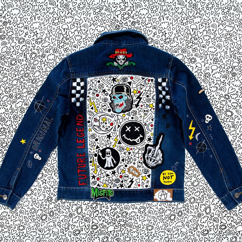 REBEL DENIM JACKET Hand Painted Personalised Alternative Punk - Etsy