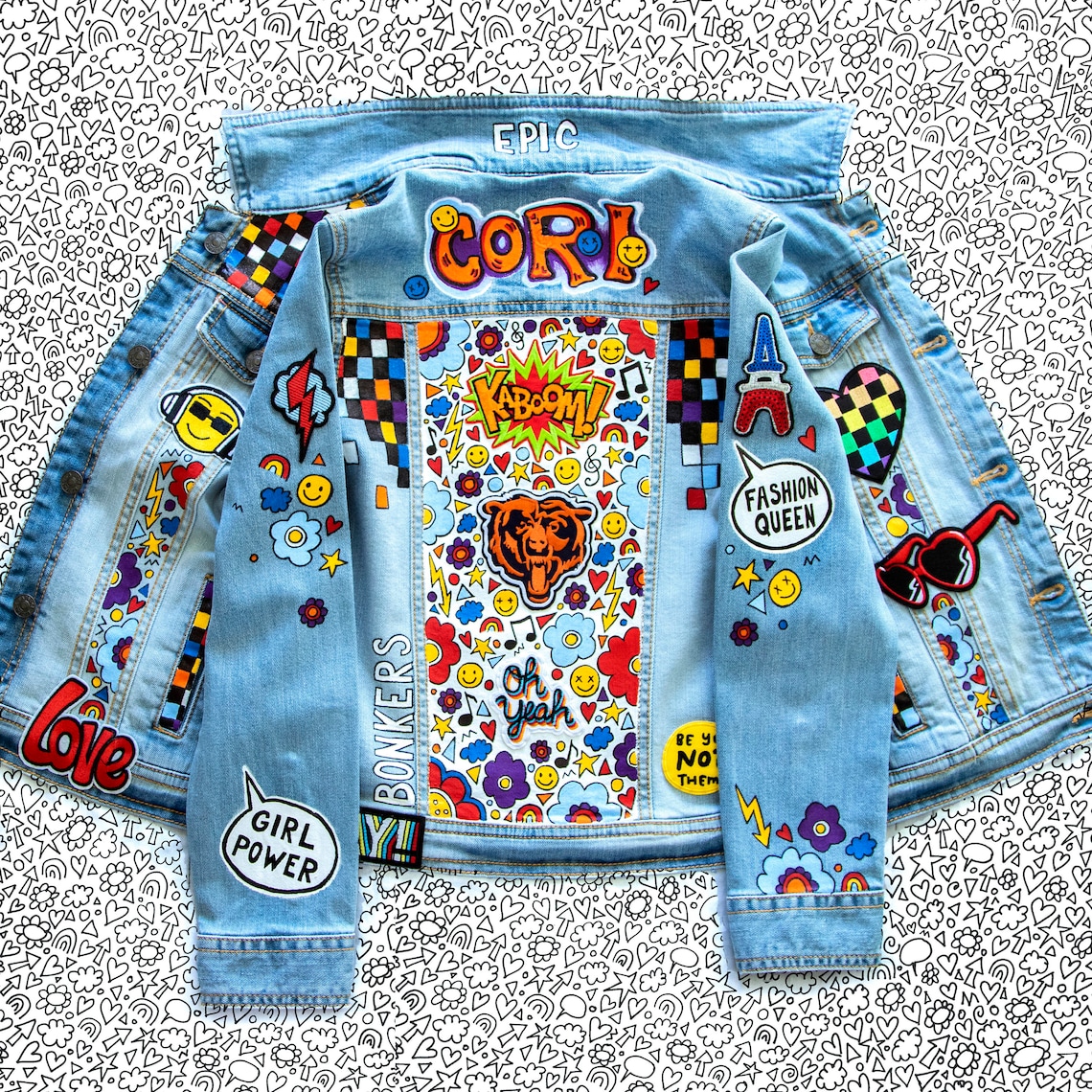 DENIM JACKET Hand Painted Personalised Jacket With Embroidered - Etsy