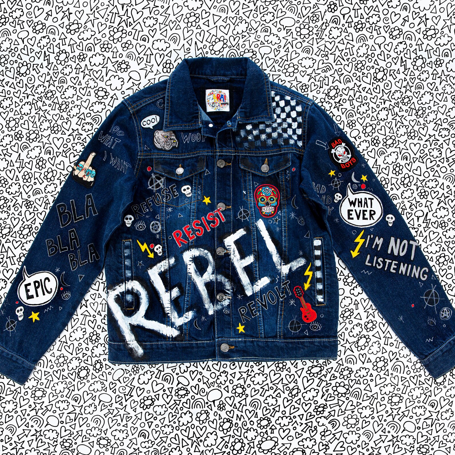 REBEL DENIM JACKET Hand Painted Personalised Alternative Punk - Etsy
