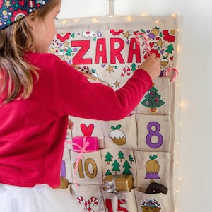 Personalised Hand Painted Advent Calendar for Kids With Embroidered ...