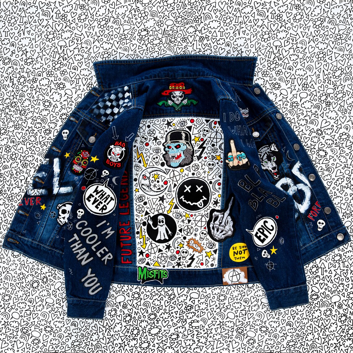 REBEL DENIM JACKET Hand Painted Personalised Alternative Punk - Etsy