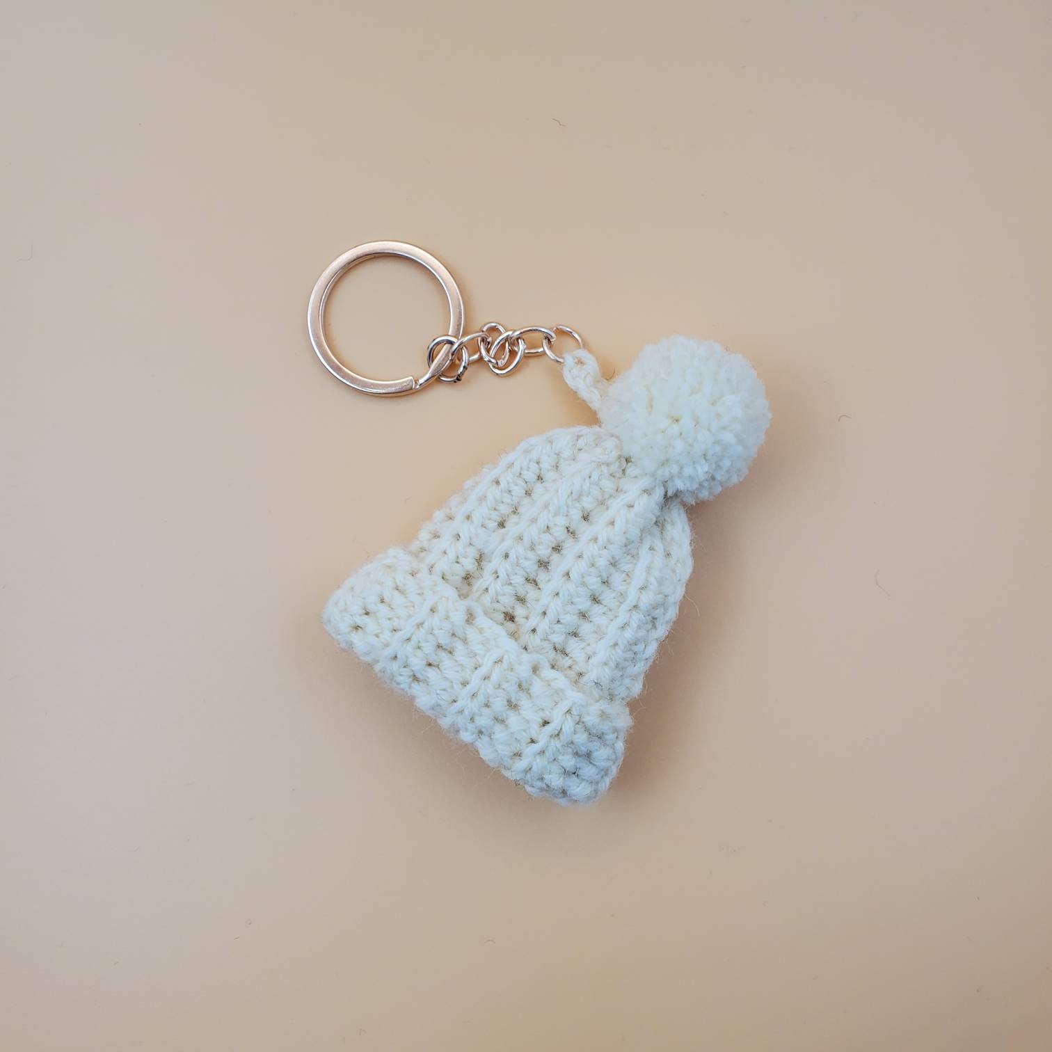 Mini Crochet Beanie Keychain - Etsy