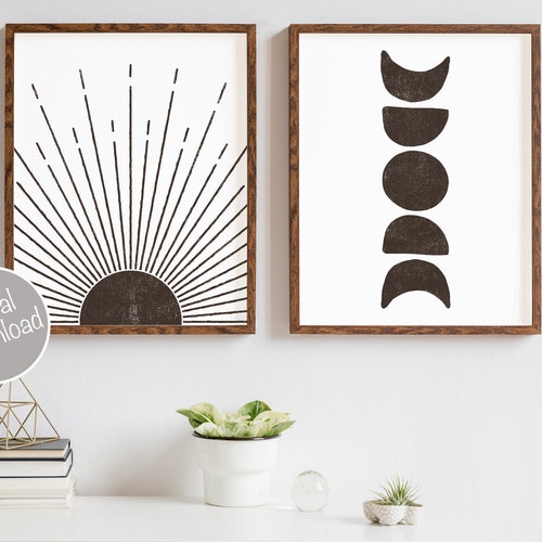 DIGITAL DOWNLOAD Boho Gallery Wall Set Celestial Print Set of 3 Mid ...