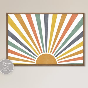 Boho Sun Print, Colorful Wall Art, Boho Wall Decor, Retro Wall Art ...