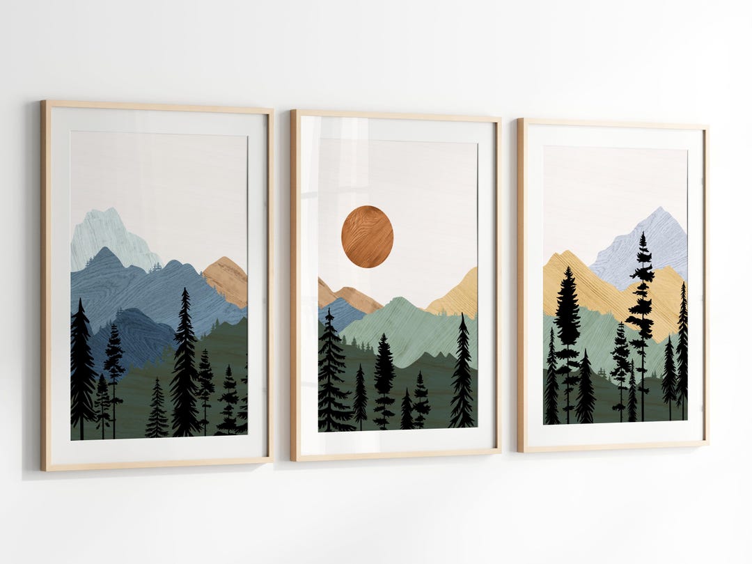 Abstract Mountain Print Set: Colorful Nature Wall Art (digital Download ...