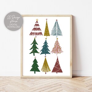 Christmas Tree Print, Boho Holiday Print, Holiday Decor, Christmas Wall ...
