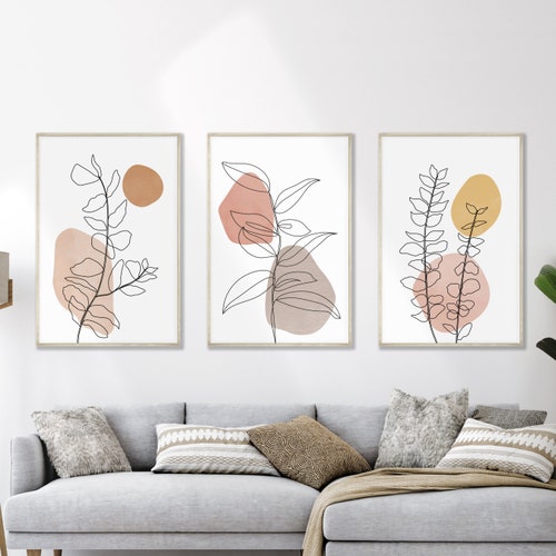 Abstract Botanical Flower Line Art Print Set of 3 Abstract - Etsy