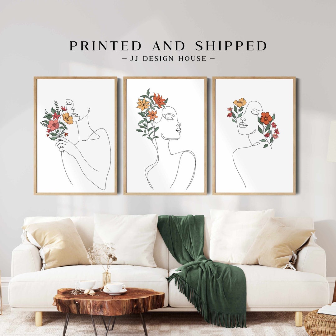 Line Art Woman Printed Art, Minimalist Wall Art, One Line Art Prints ...