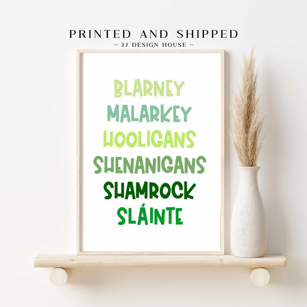 Funny Irish Words Wall Art Green Decor, St Patrick's Day Poster, St ...