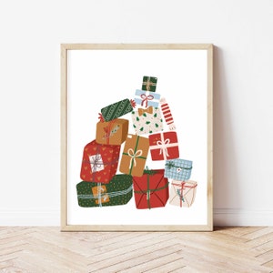 Christmas Presents Print, Merry Christmas Printable Art, Colorful ...