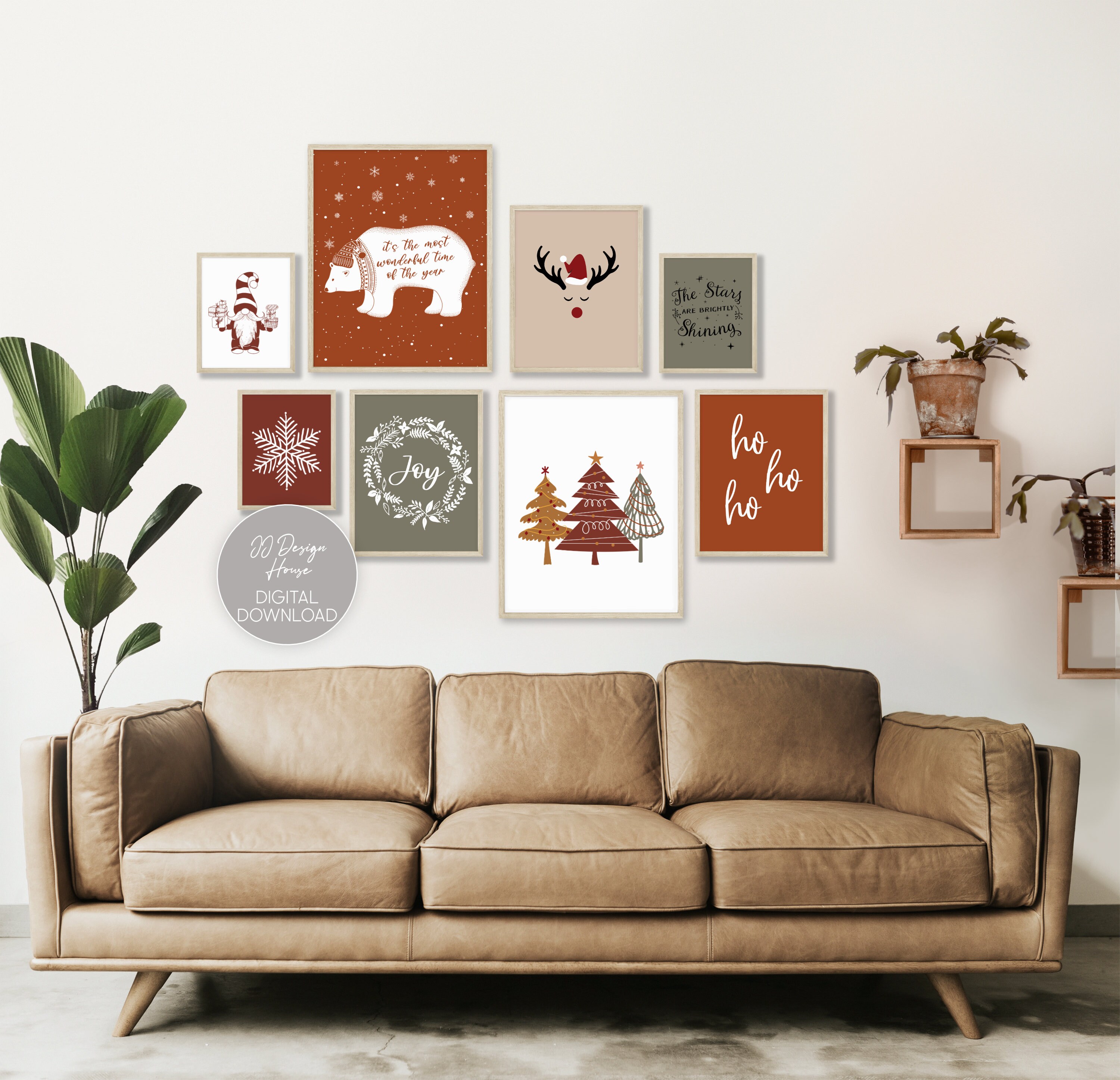 Christmas Printable Wall Art, Christmas Print Set of 8 Prints ...