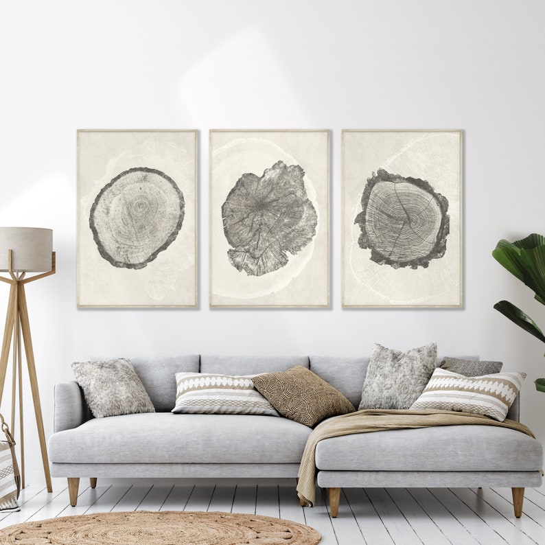 3 Piece Wall Art Tree Ring Wall Art Tree Ring Print Set Tree - Etsy