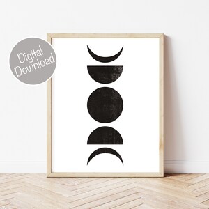 Sun and Moon Print Set of 3, Nursery Decor, Black White Prints, Mid ...