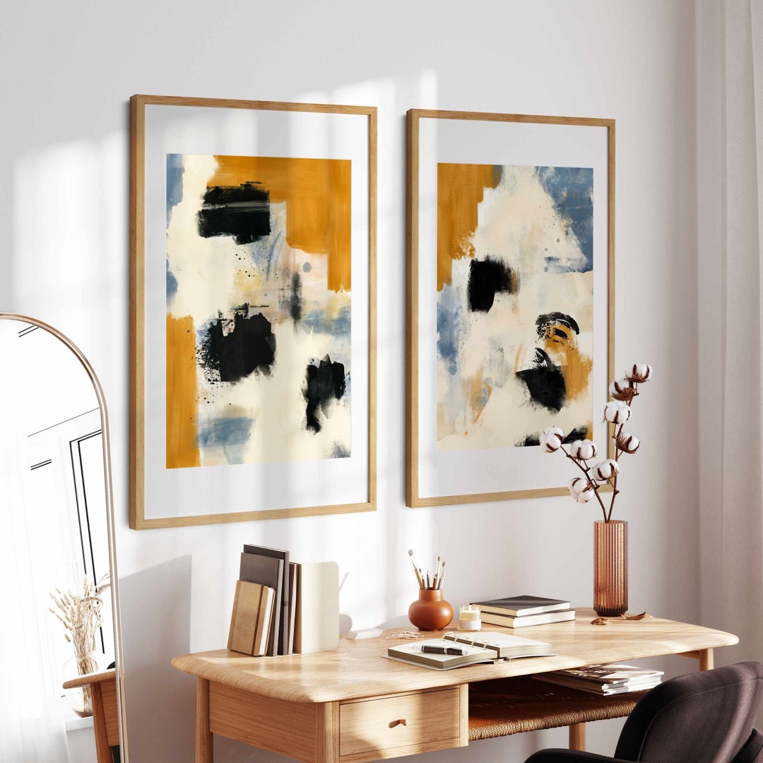 Große abstrakte Wandkunst 2er Set, Abstrakte Malerei, druckbare Wandkunst, JJDesignHouse Kunst ...