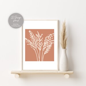 Botanical Art Set of 3 Prints, Terracotta Gallery Wall Set, Abstract ...