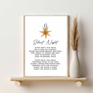 Christmas Carol Print, Silent Night Printable Christmas Wall Art ...