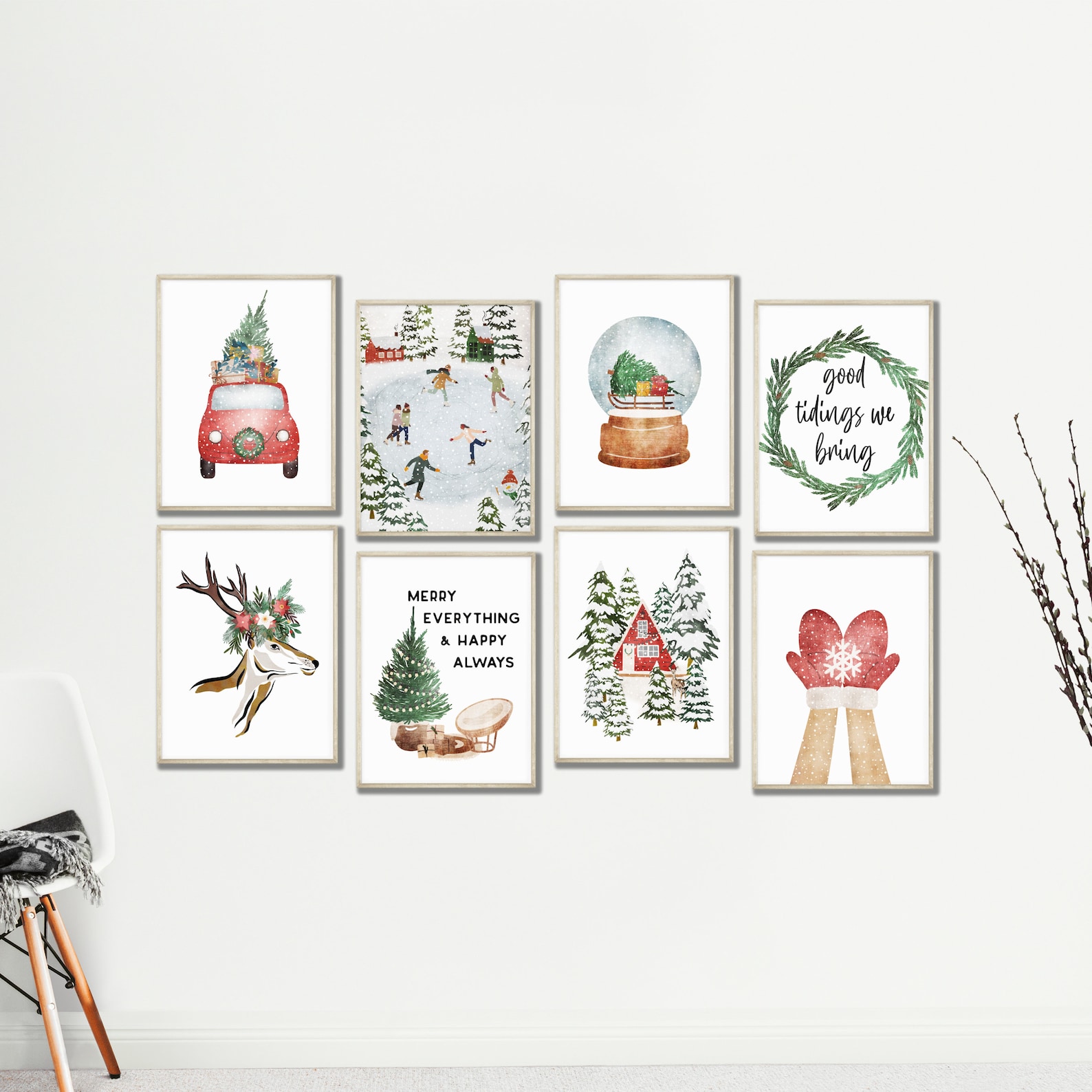 Printable Christmas Art Gallery Wall Set of 8 Christmas Wall - Etsy