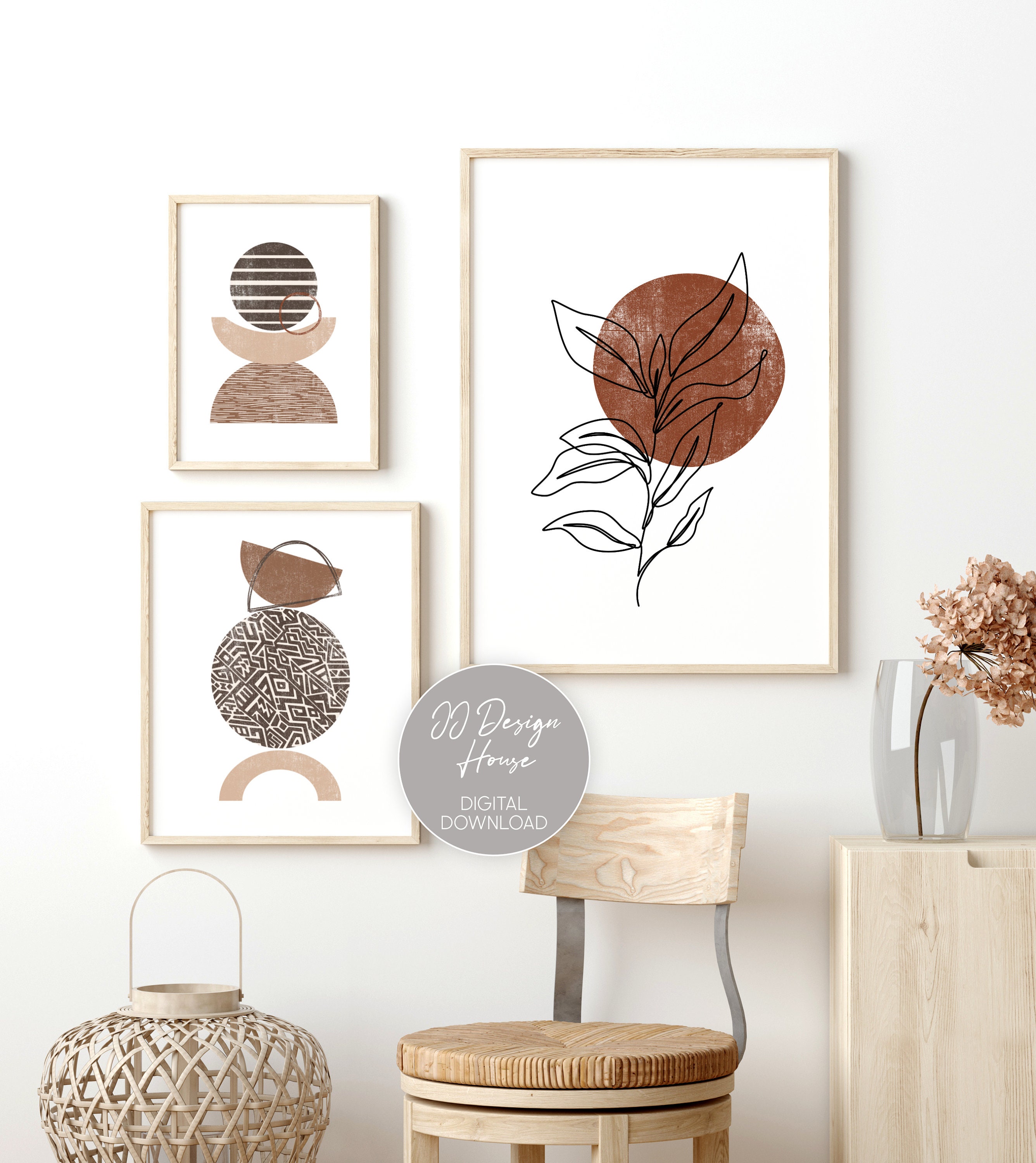 Boho Wall Art Boho Decor Set of 3 Prints Abstract Gallery | Etsy