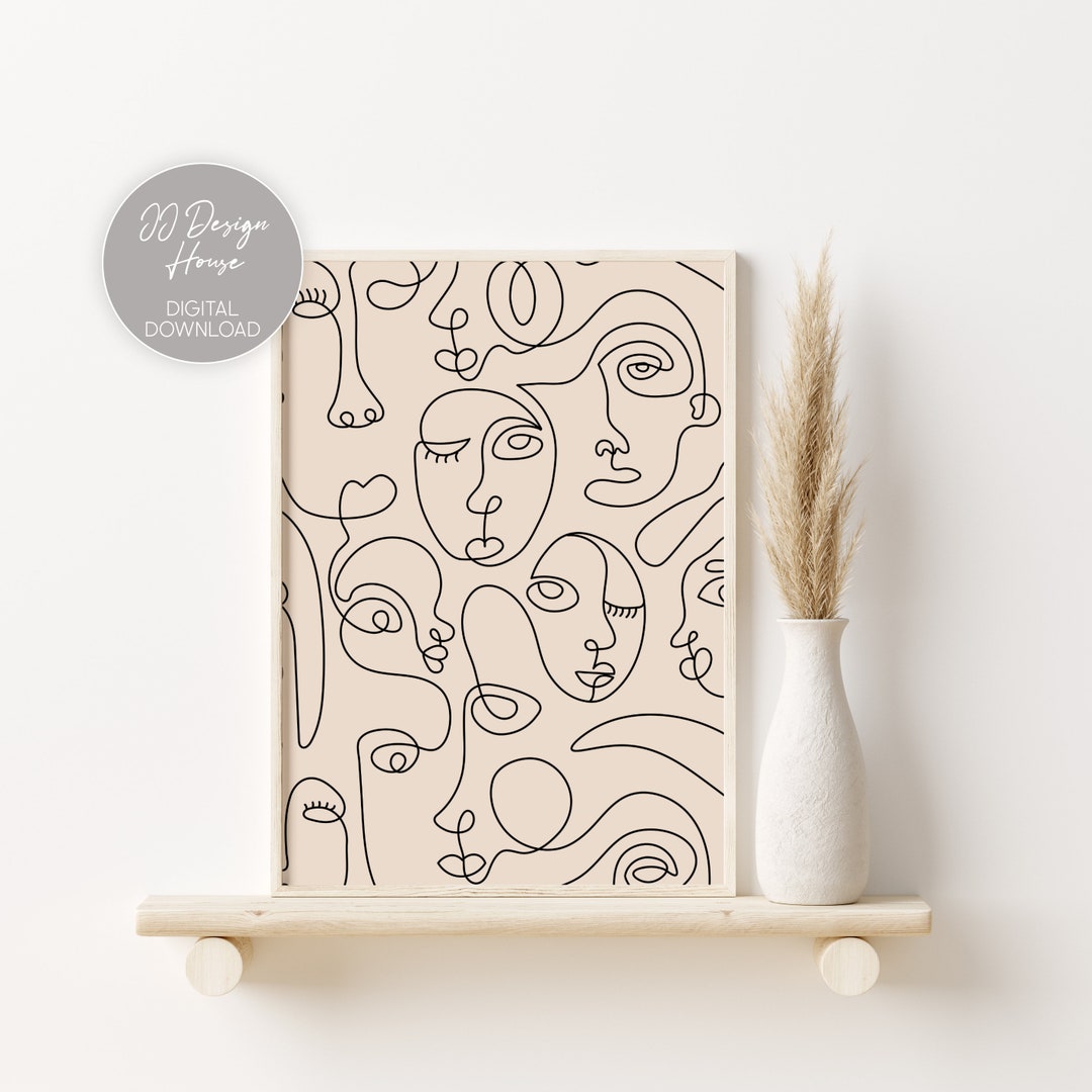 Face Line Art, Abstract Single Line Face Art Print, Minimalist Woman ...