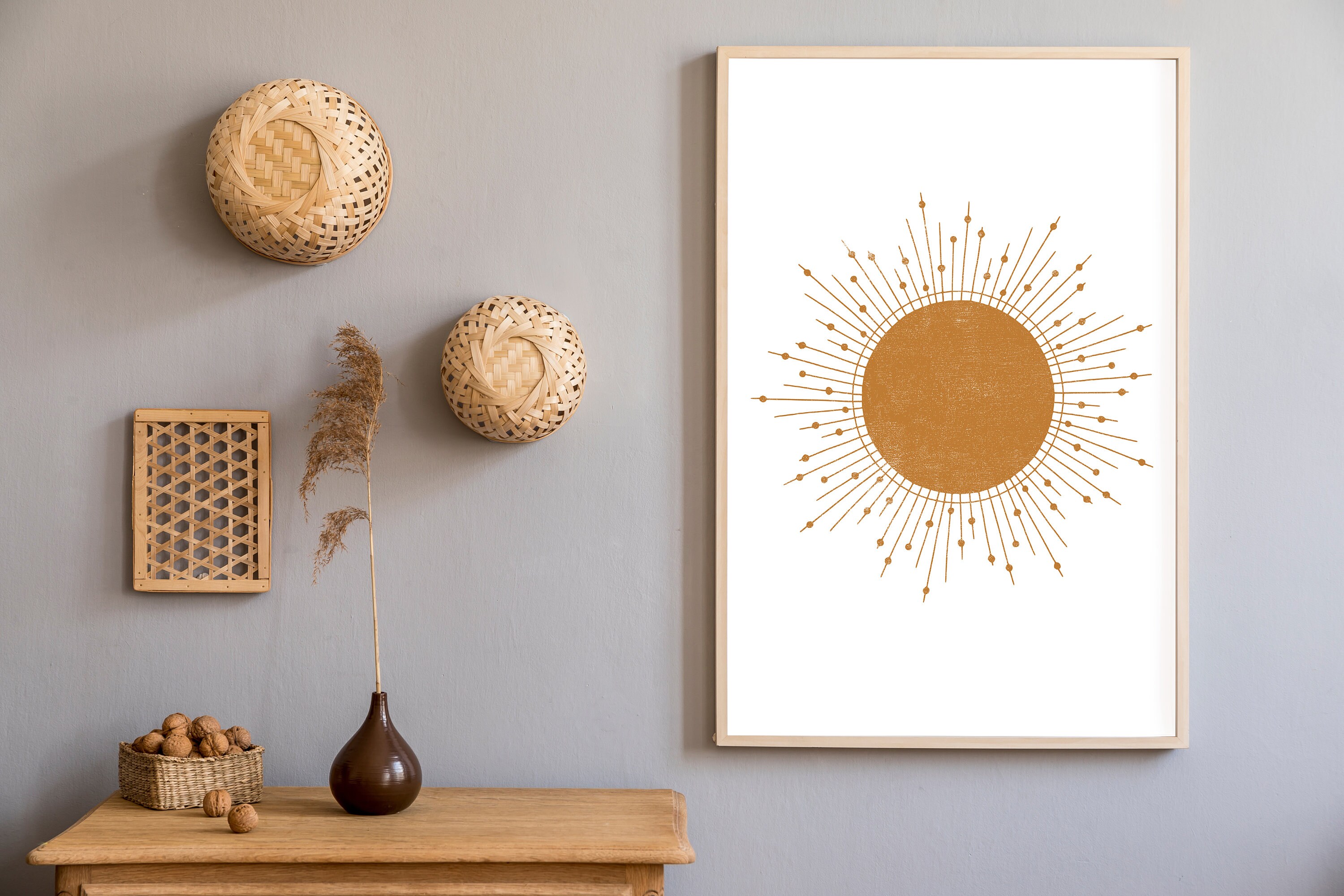 DIGITAL Sun Wall Art, Boho Sun Print, Vertical Sun Poster, Minimalist ...