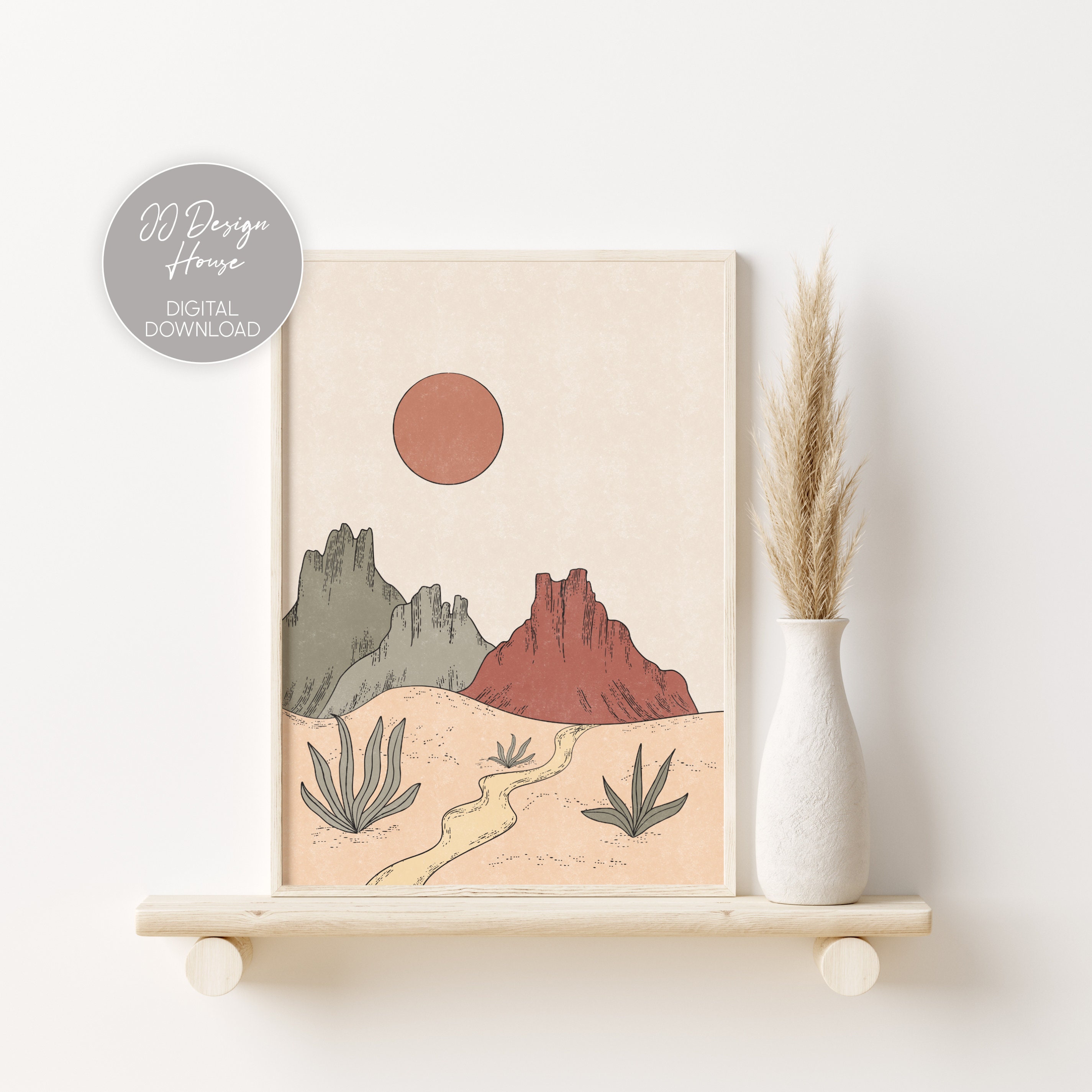 Boho Desert Wall Art Abstract Desert Print Cactus Wall Art - Etsy UK